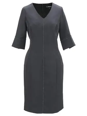 SMART AND JOY Short Dress With Contrast Stitching - Black