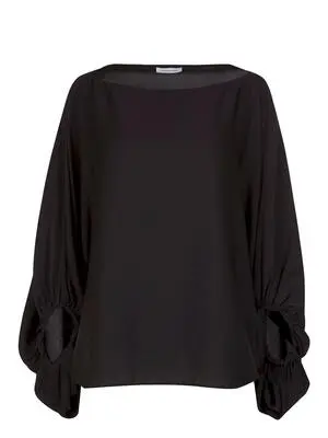 CAVANAGH BAKER Silk Georgette Scarf Blouse - Black