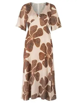 TRAFFIC PEOPLE Full Bloom Blythe Midi Dress - Brown