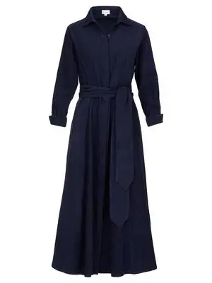 AT LAST... Marigold Corduroy Shirt Dress - Blue