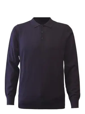 VUSTRA Premium Sweater Knit Long Sleeve Polo - Black