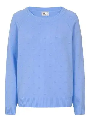 LOOP CASHMERE Bobble Crew Neck Cashmere Sweater Blue