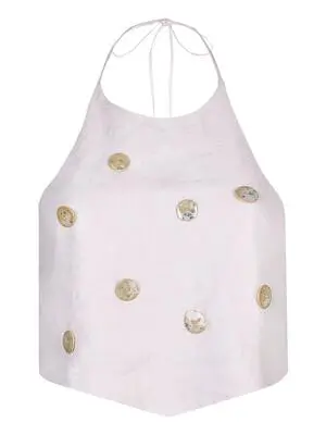 ANEMOIA Léa Light Linen Halter Top - Grey
