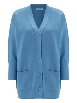PERALUNA Nicola V-Neck Long Knit Cardigan