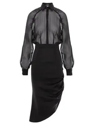 AVENUE N°29 Raglan Sleeve Shirt Dress - Black
