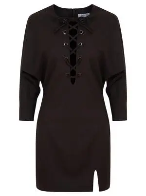 THE MOLC Mini Dress With Tie Detail - Brown