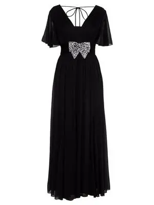 ROSE & NANCY Embellished Bow Maxi Dress - Black