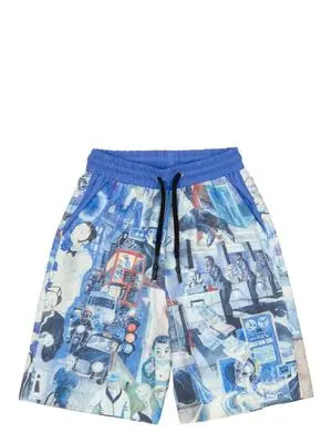 MYSIMPLICATED Bermuda Shorts With Graffiti Design - Blue