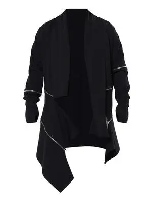 METAMORPHOZA Asymmetric Cardigan With Zipper Accents - Black