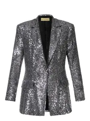 AGGI BY HALEWSKI Luna Sequin Blazer - Silver