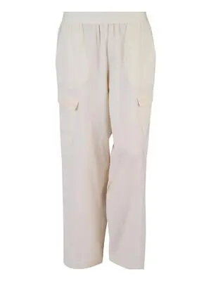 EM & SHI Wide Leg Pants With Crochet Lace Details - White