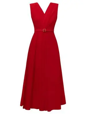 ALINA CERNATESCU Amavi Drapped Midi Dress With V-neckline - Red