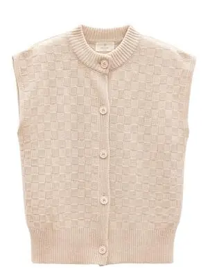 PERALUNA Yvette Buttoned Knit Vest Beige