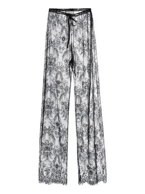 LIA ARAM Wide-leg Lace Trousers - Black