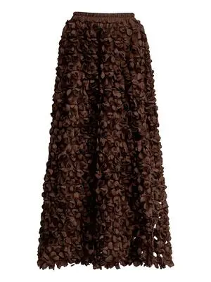 TANTRA SPAIN SL A-line Organza Floral Skirt - Brown
