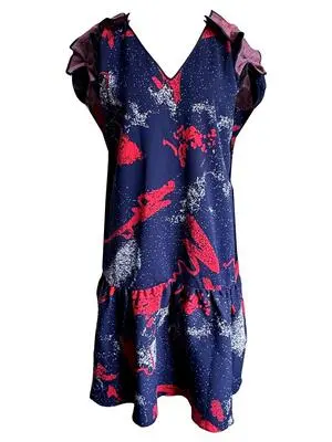 ARTO. Floral Flared Fit Dress - Blue