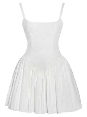 MISS CIRCLE NEW YORK Kadi Cotton Corset Mini Dress - White