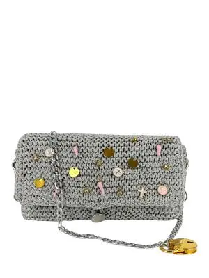 HILO DE MAR Hand-Knitted Handbag With Charms Silver