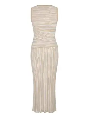 MODENAIRE Striped Ribbed Knit Tank And Midi Skirt Set - Orange