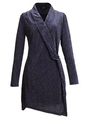 SMART AND JOY Draped Velvet Dress - Blue