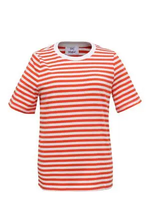 SMART AND JOY Striped Cotton T-shirt - Red