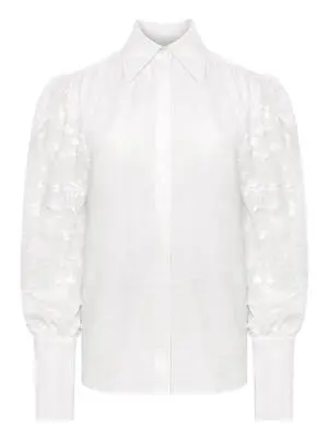 MANDRAGORA Ecru Madden Embroidered Sleeve Shirt - White