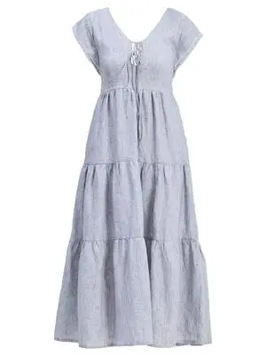 REISTOR Maxi Tiered Linen Dress - Grey