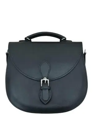 ZATCHELS Handmade Soft Tannery Leather Crossbody Saddle Bag - Black