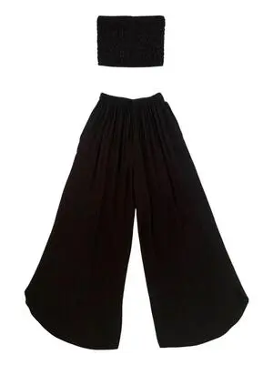Pink Haley Tube Top And Side Split Pants Set - Black