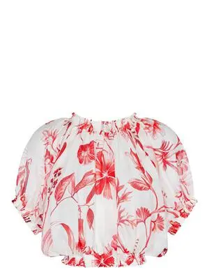 AGUACLARA Floral Print Crop Top - Red