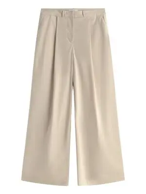 THINKING MU Wide Leg Organic Cotton Trousers - Beige