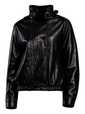 TANTRA SPAIN SL Faux Leather Jacket With Double Button Closure - Black