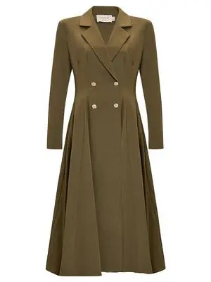 EXQUISE Regular Fit Wrap Neck Midi Blazer Coralie Dress - Green