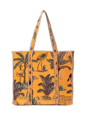 CYC Printed Quilted Cotton Tote - Yellow