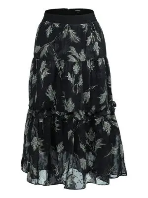 SMART AND JOY Feather Print Chiffon Maxi Skirt - Black