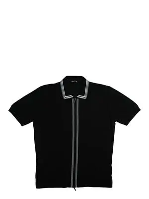 EIGHT X Contour Short Sleeve Two Way Zip Knit Shirt - Black