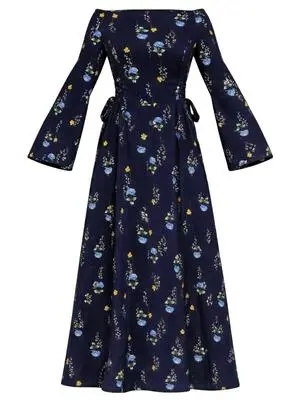 RAINSISTERS Adjustable Waist Midi Dress - Blue