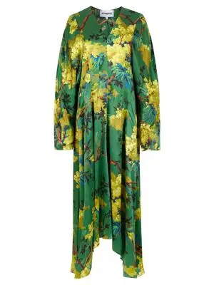 KLEMENTS Virginia Floral Print Silk Dress - Green