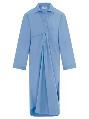 THISISU COLLECTION Jose Twist Shirt Midi Dress - Blue