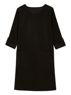 YUMI Cord Tunic Dress With Pockets - Black