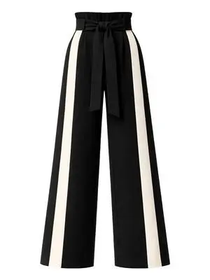 JULIA ALLERT Belted High-waist Wide-leg Trousers - Black/white