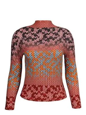 WILD COSMOS Sienna Bohemian Honeycomb Texture Top - Red