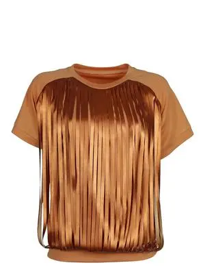 LALIPOP DESIGN Blouse With Vegan Leather Fringe - Gold