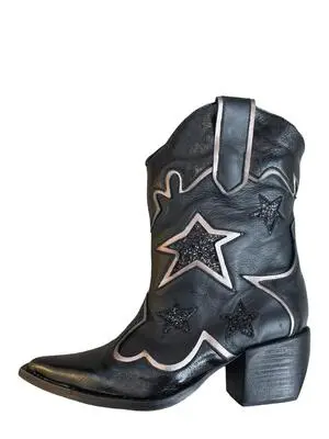 ANY OLD IRON Rodeho Leather Boots - Black/silver