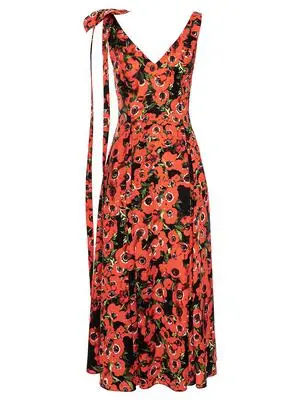 IZABELA MANDOIU Poppies Floral Print Midi Dress - Red/black