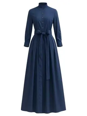BEIRA Marina Long Pleated Shirt Dress - Blue