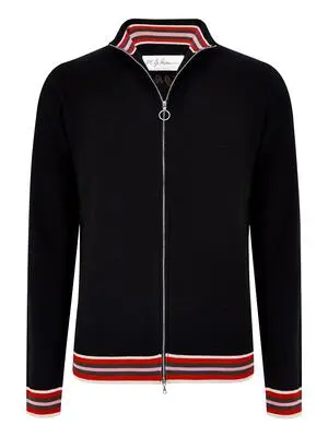 MG RIVERS Textured Extrafine Merino Bomber Jacket - Black