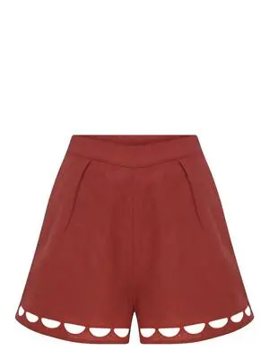 THISISU COLLECTION High-waisted Linen-blend Shorts - Red
