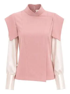 JULIA ALLERT Tailored Blazer-style Blouse With Satin Sleeves - Pink