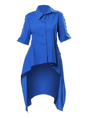 METAMORPHOZA Open Back Cotton Shirt - Blue